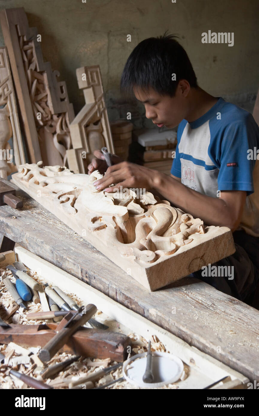 Carpenter Making Traditonal Wooden Decorations In UNESCO World Heritage ...