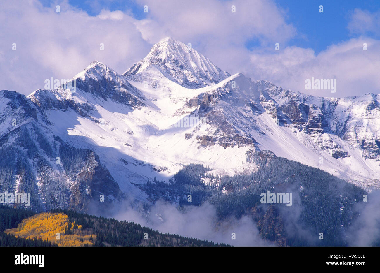 Fall aspens and fresh powder on Wilson Peak San Juan Mountains ...