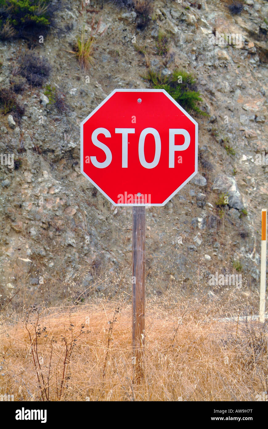 Red Stop signpost in California Stock Photo - Alamy