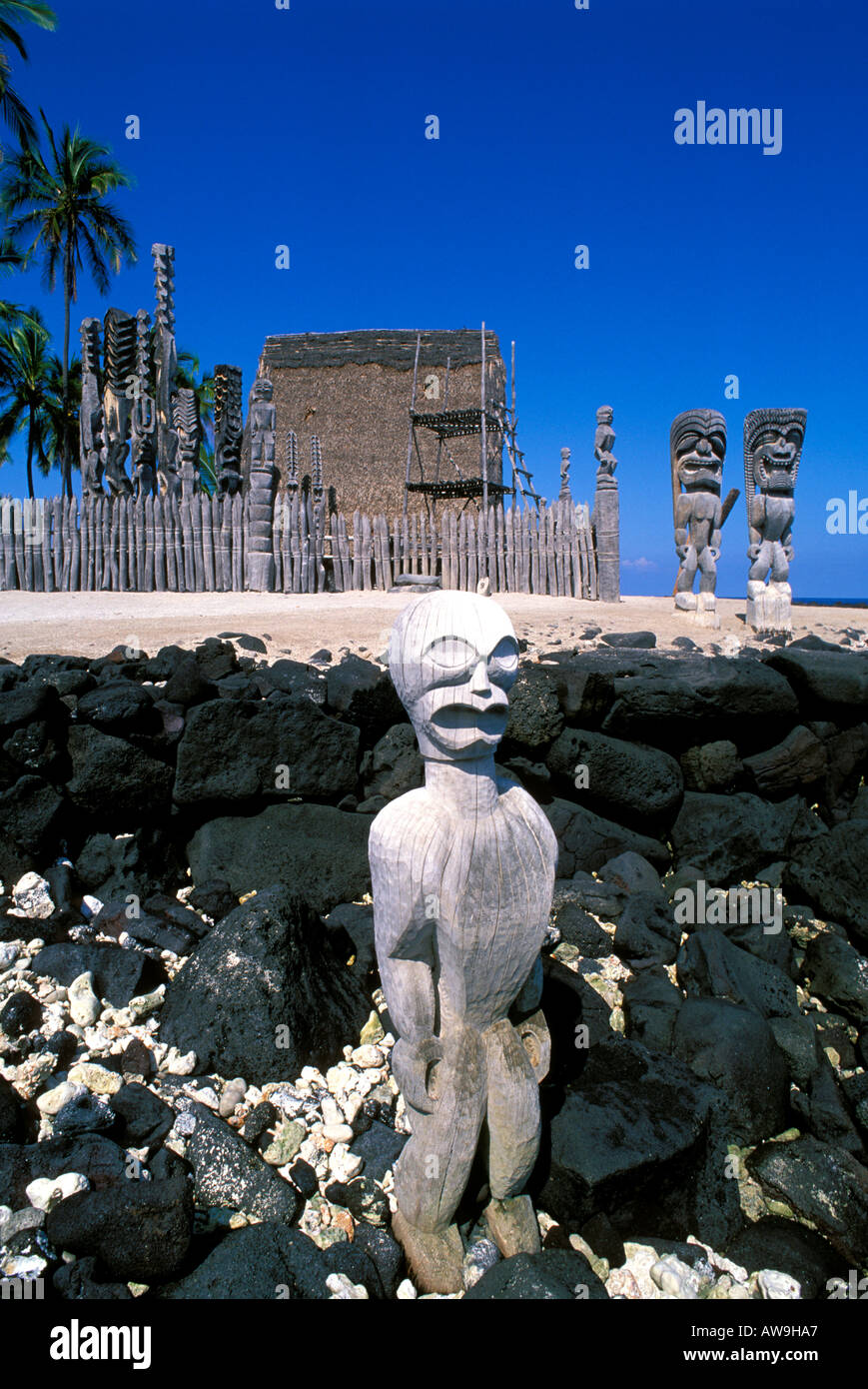 Big island hale o keawe hawaii hawaiian temple pu hi-res stock ...