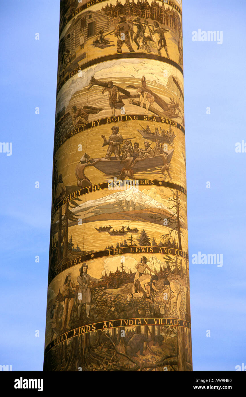 Murals depicting Lewis Clark and early Oregon history on the Astoria ...