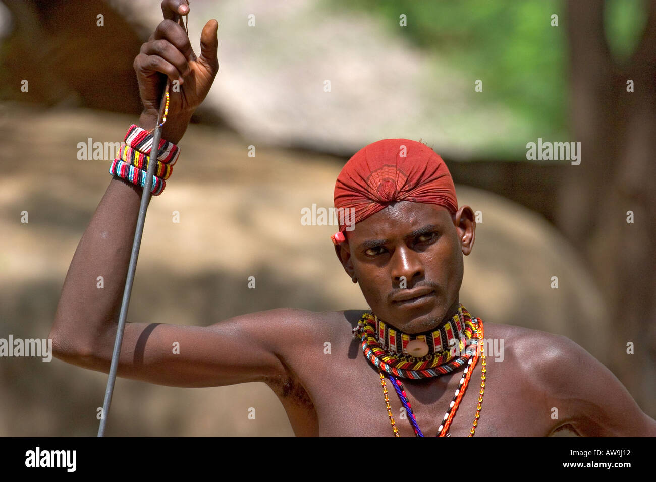 A samburu warrior with spear Stock Photo - Alamy