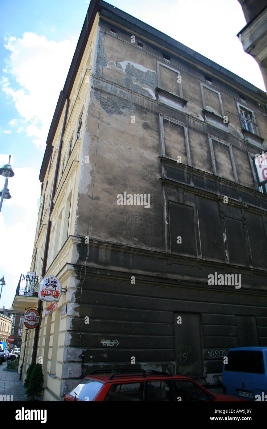 Bricked up windows on Plac Bohaterów Getta in the former Podgorze ...