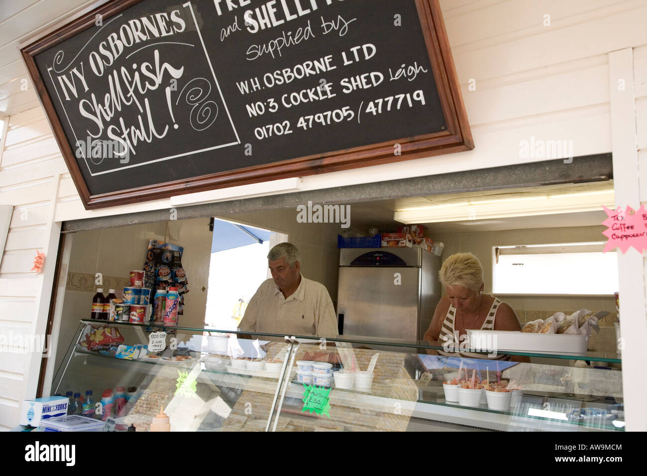 Seafood and Shellfish stall selling a range of local seafood, Lee Leigh ...