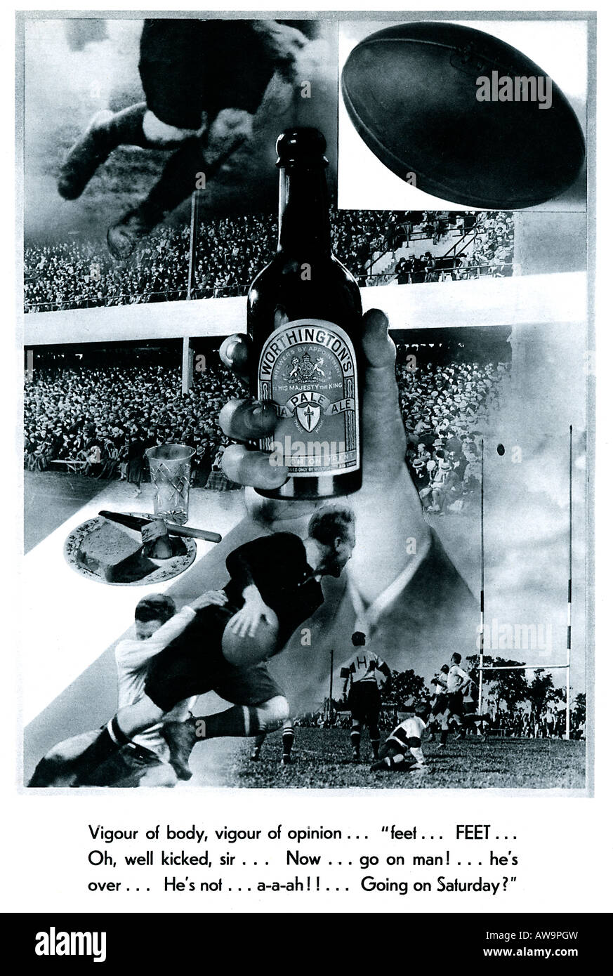 Worthington Rugby Ad 1928 magazine advert for the English bottled beer ...