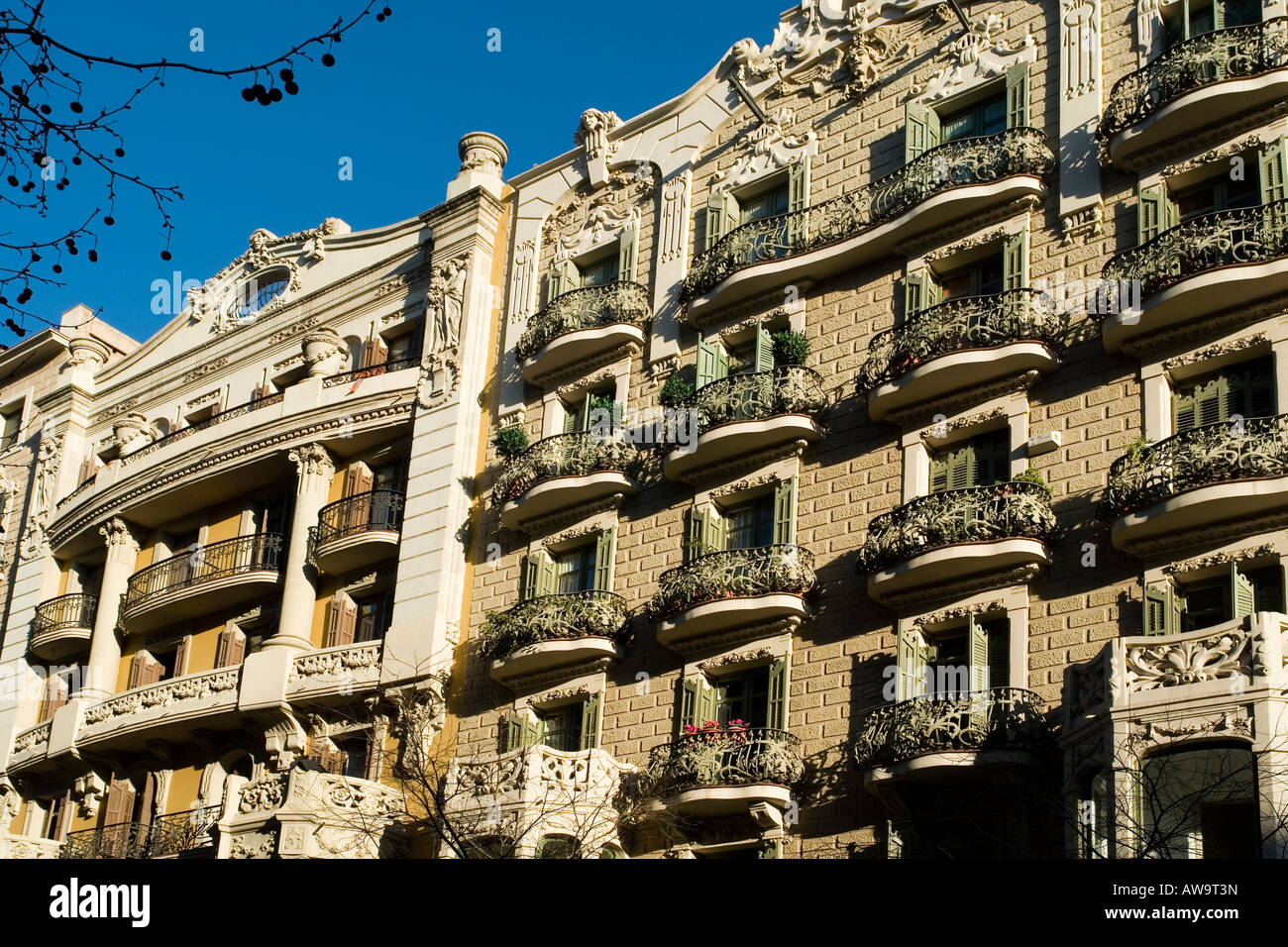 Facade barcelona spain buildings balconies architecture hi-res stock ...