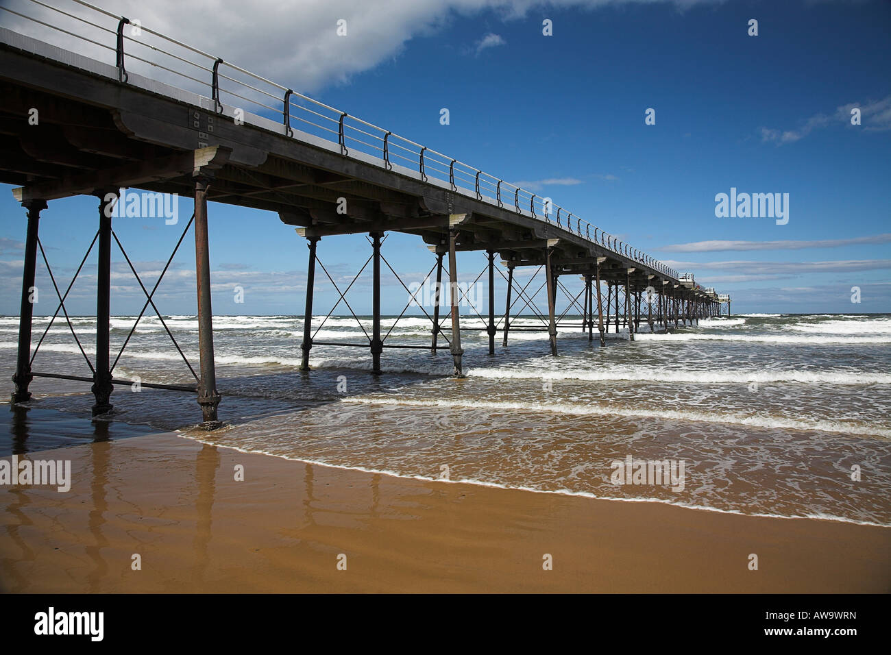Saltburn Pier on the North Sea, Saltburn-by-the-Sea, North Yorkshire ...