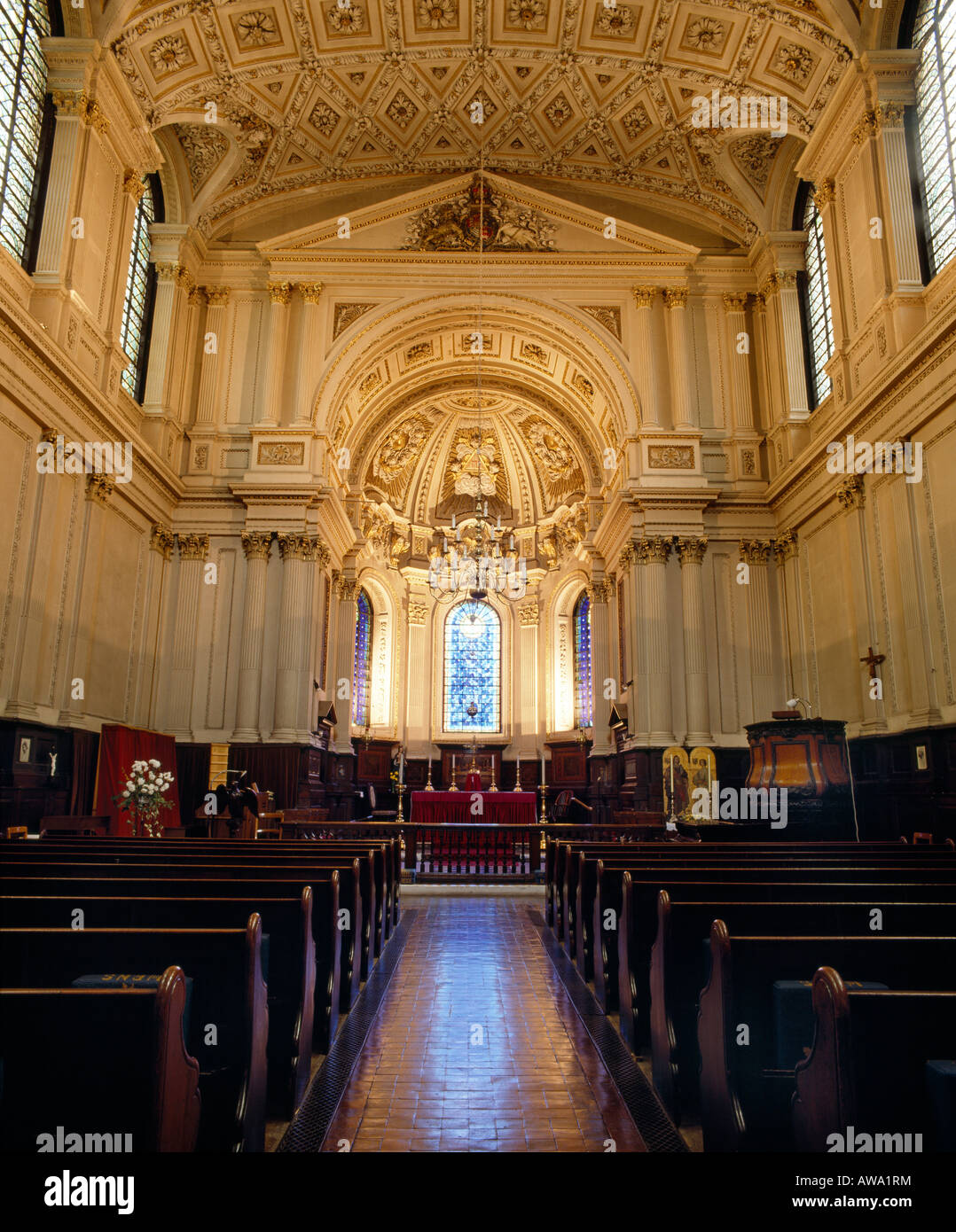 St Mary le Strand, London. (1714- 1717) interior and ceiling. Architect ...