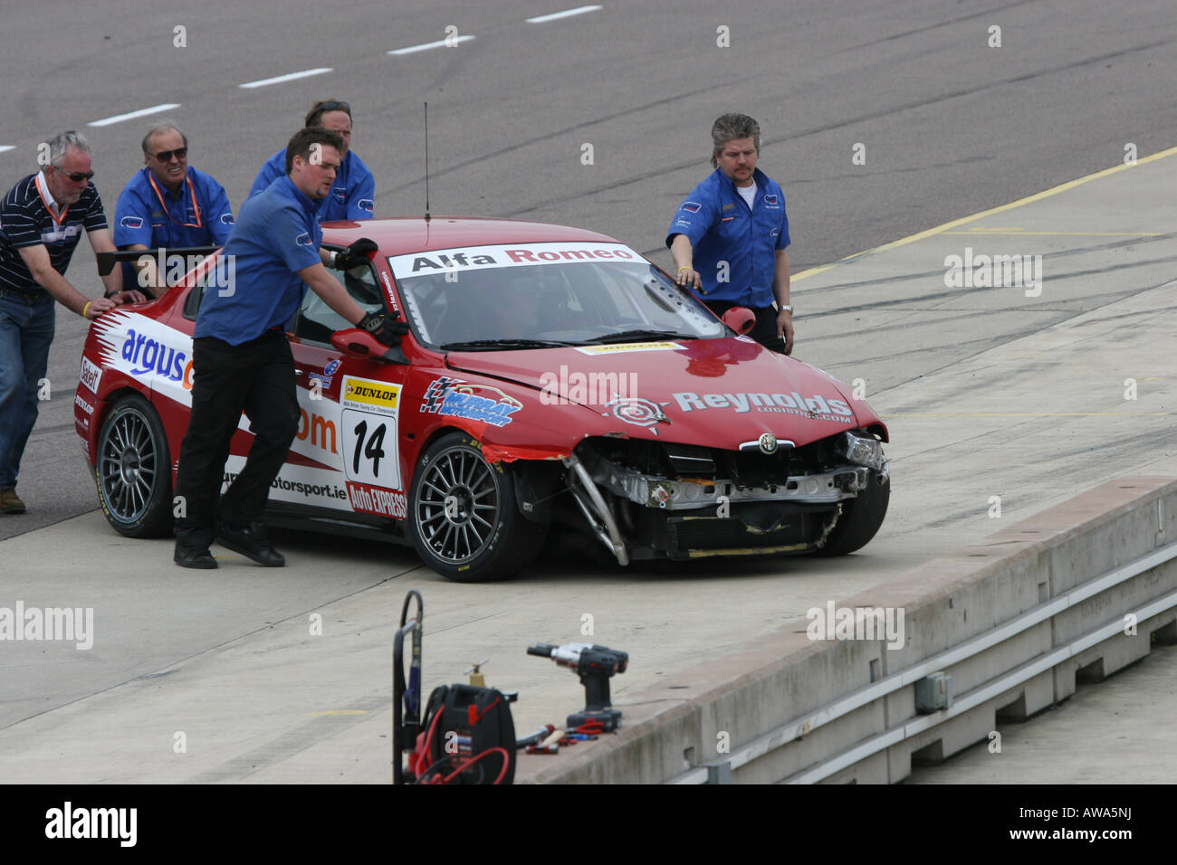 Eion Murray's Alfa Romeo BTCC touring car coming into the pits after ...