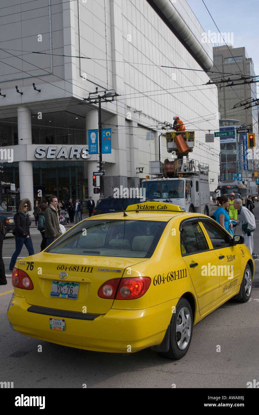 Taxi cab in downtown Vancouver, British Columbia, Canada Stock Photo ...