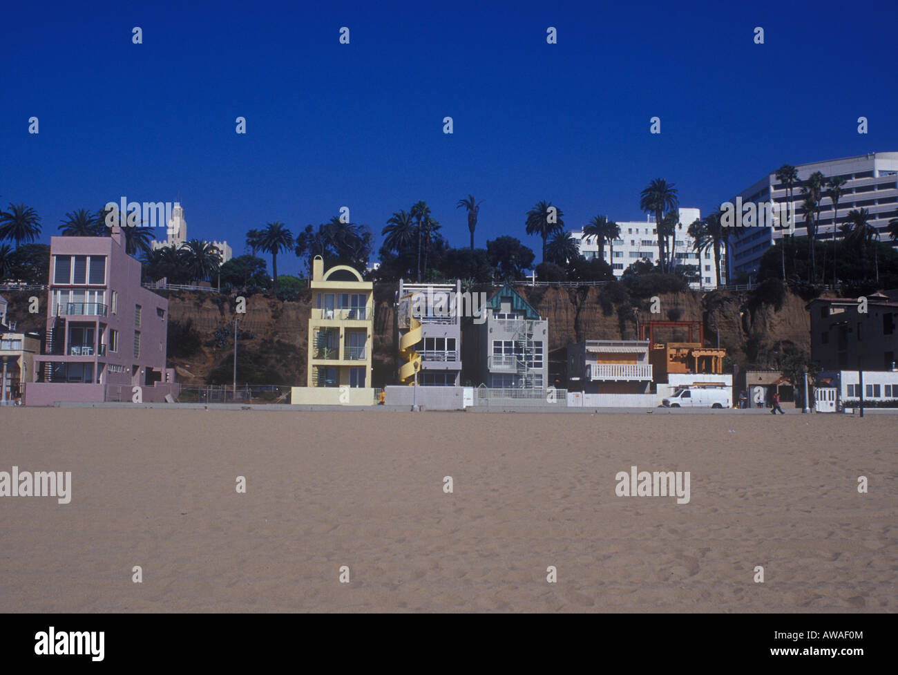 Contemporary detached beach houses at Santa Monica in California Stock ...