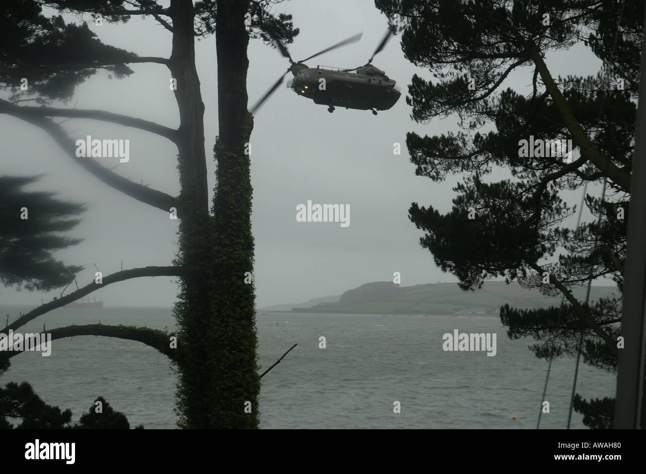 Chinook helicopter leaving rescue area Stock Photo - Alamy