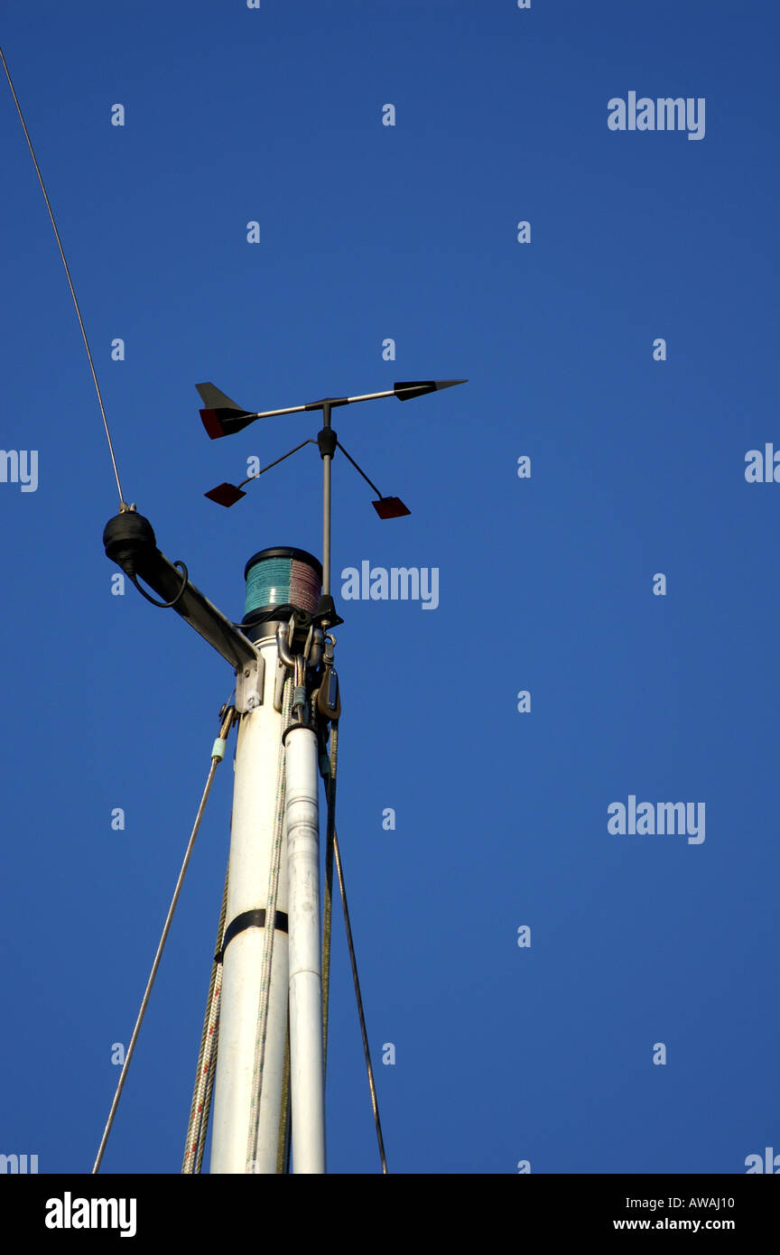 Mast Head weather vane light antennae aerial and indicators Stock Photo ...
