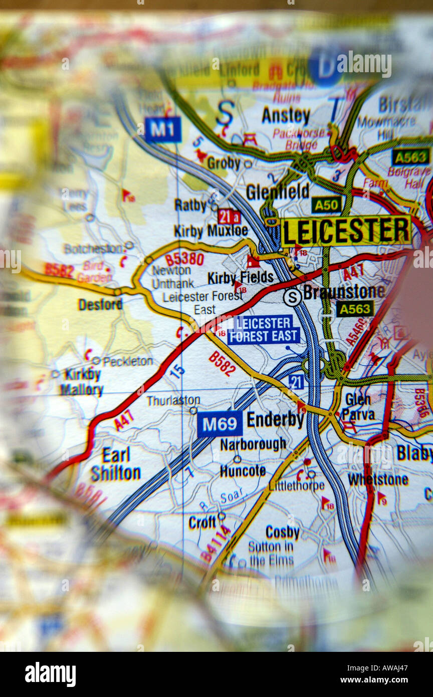 Map of leicester, england hi-res stock photography and images - Alamy