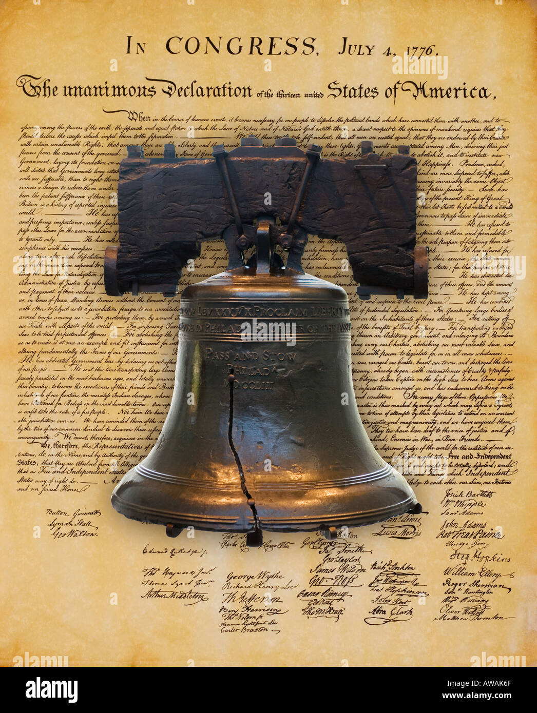 Liberty Bell and the Declaration of Independence Stock Photo - Alamy