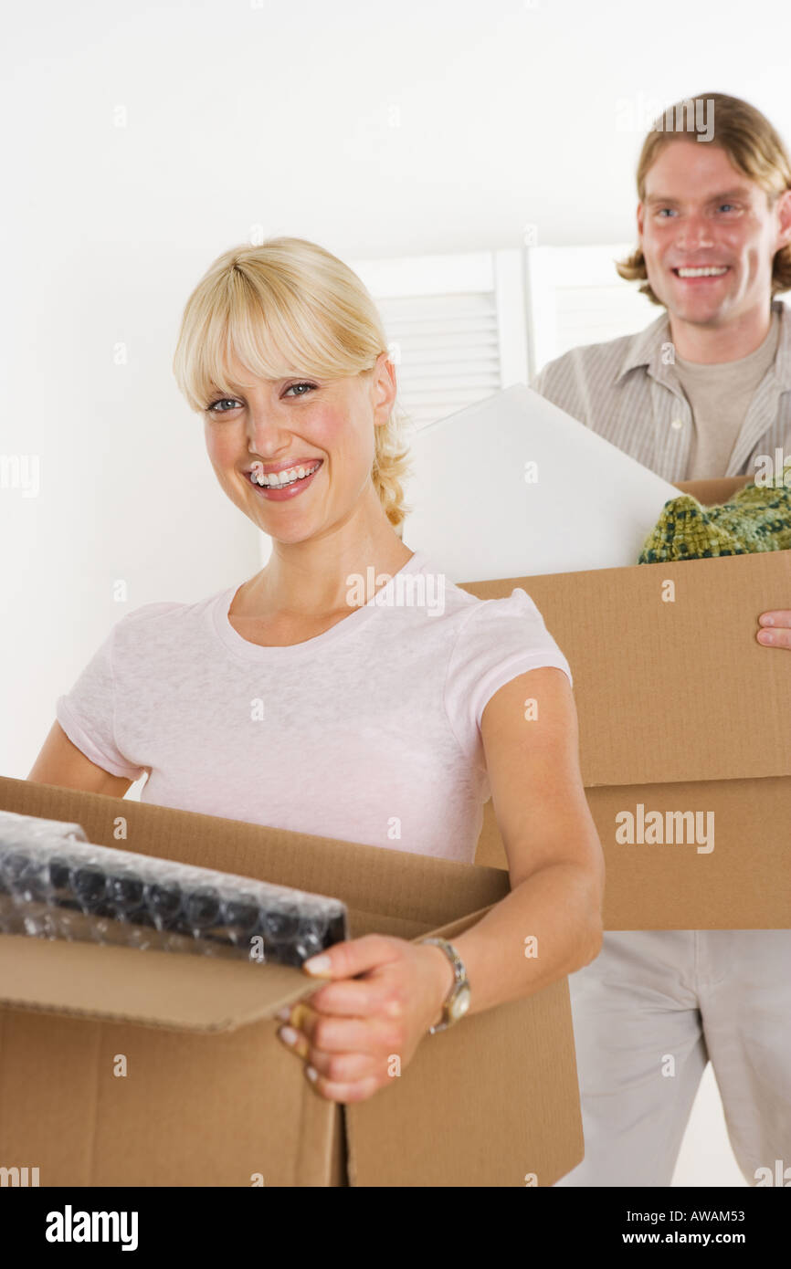 Couple on moving day Stock Photo - Alamy