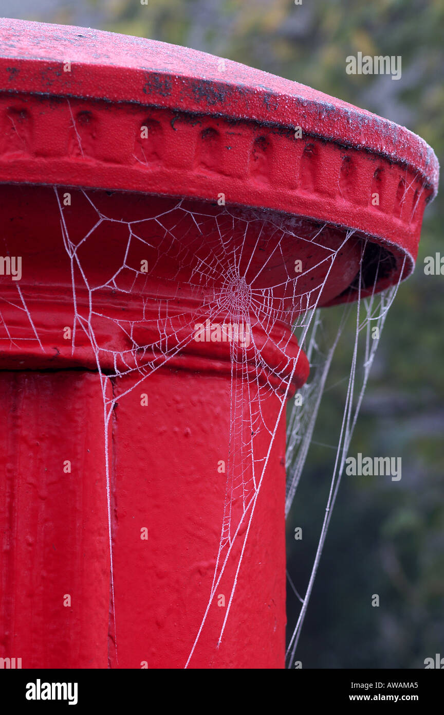 Red letter box and spider web Surrey England Stock Photo - Alamy