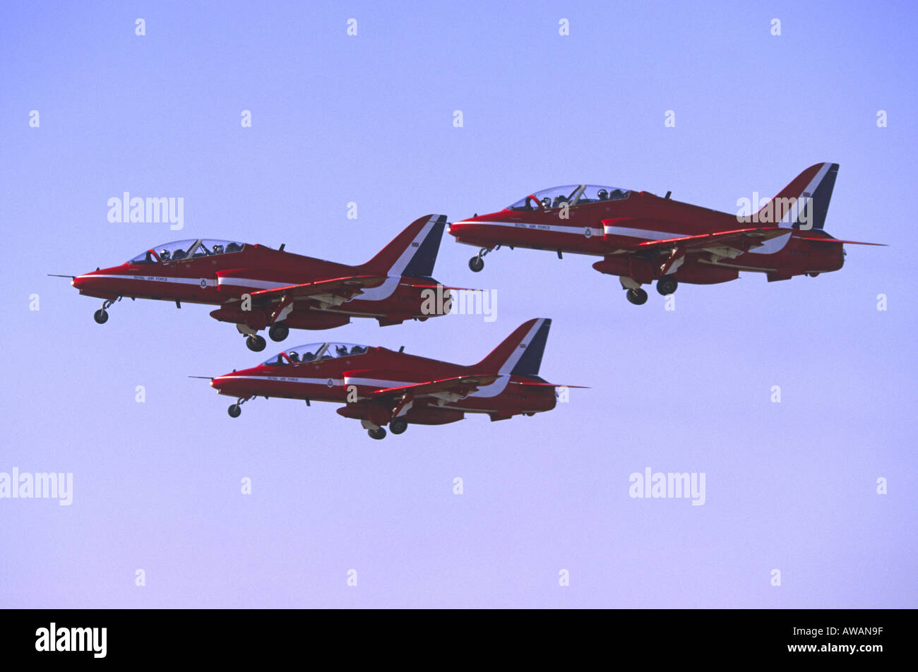 Red Arrows Hawk T1 Formation Take Off Stock Photo - Alamy