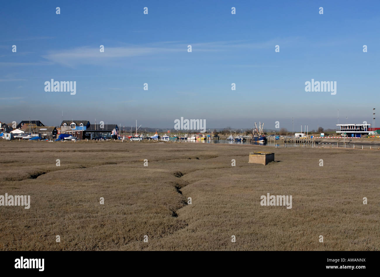 Rye Harbour on the River Rother at high tide on a sunny afternoon Rye ...