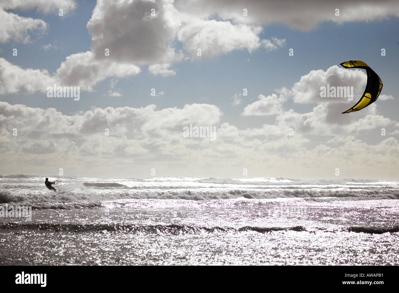 Kite Surfing Muriwai Beach Auckland New Zealand model release 416 Stock Photo - Alamy
