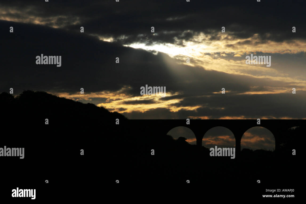 A viaduct in County Durham at sunset Stock Photo - Alamy