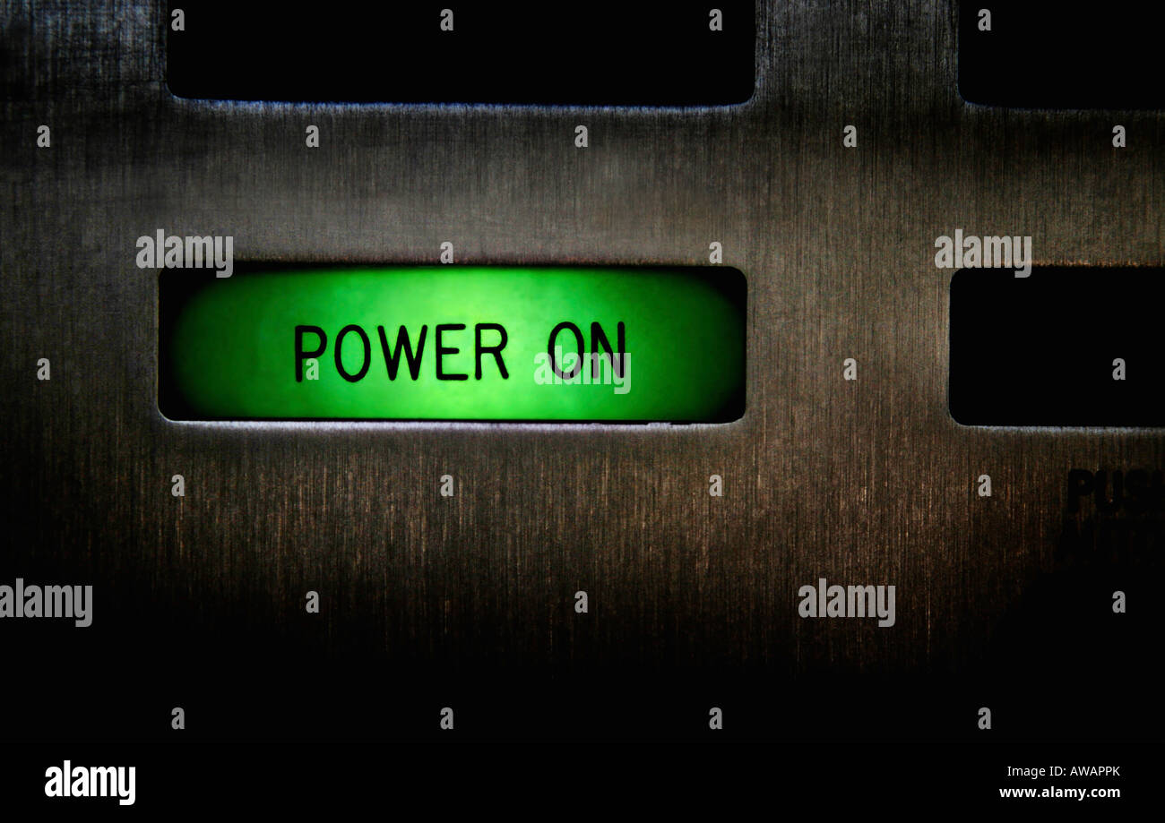 Button saying "Power On Stock Photo - Alamy