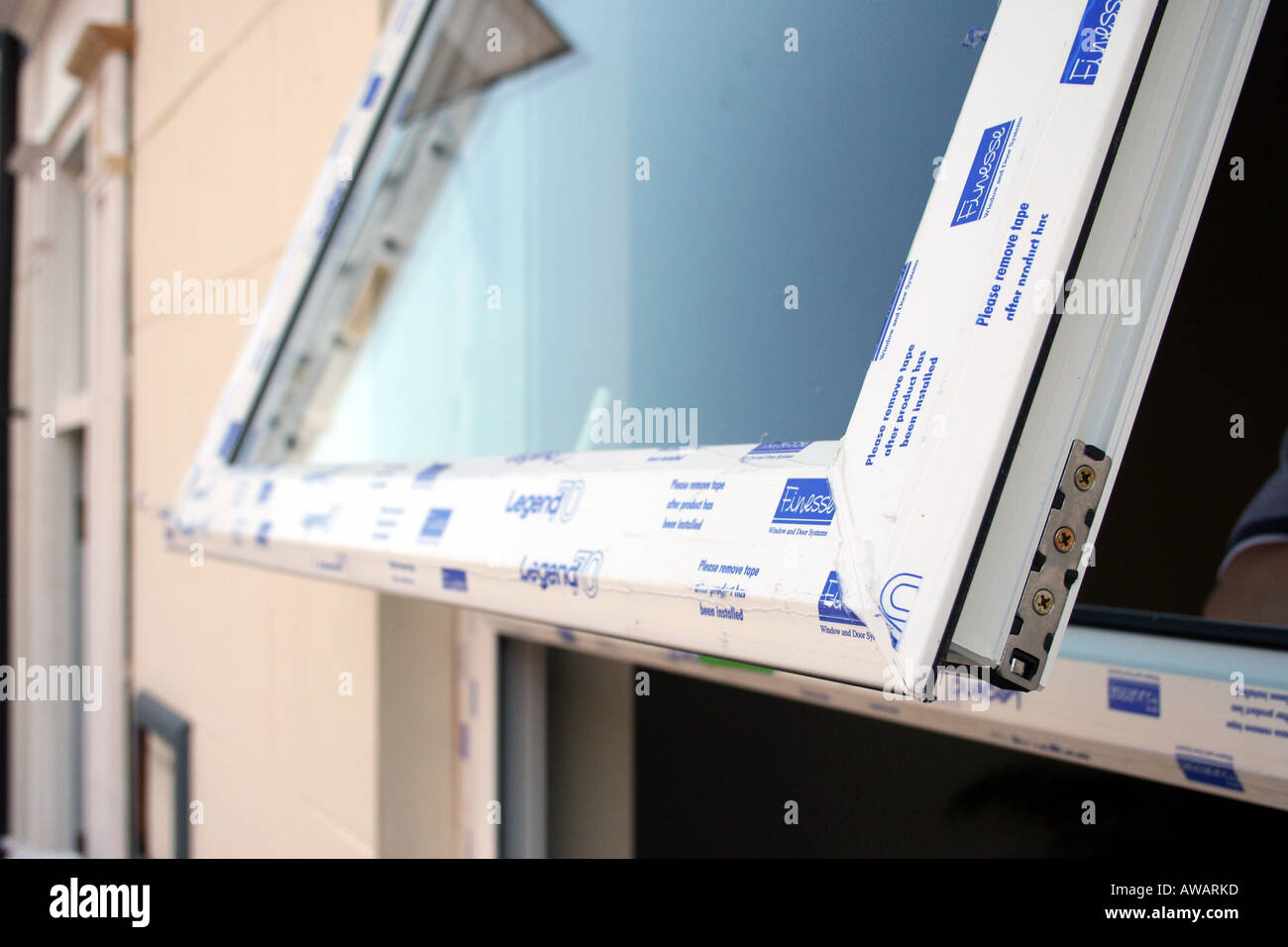 “New UPVC window with protective tape” Stock Photo - Alamy