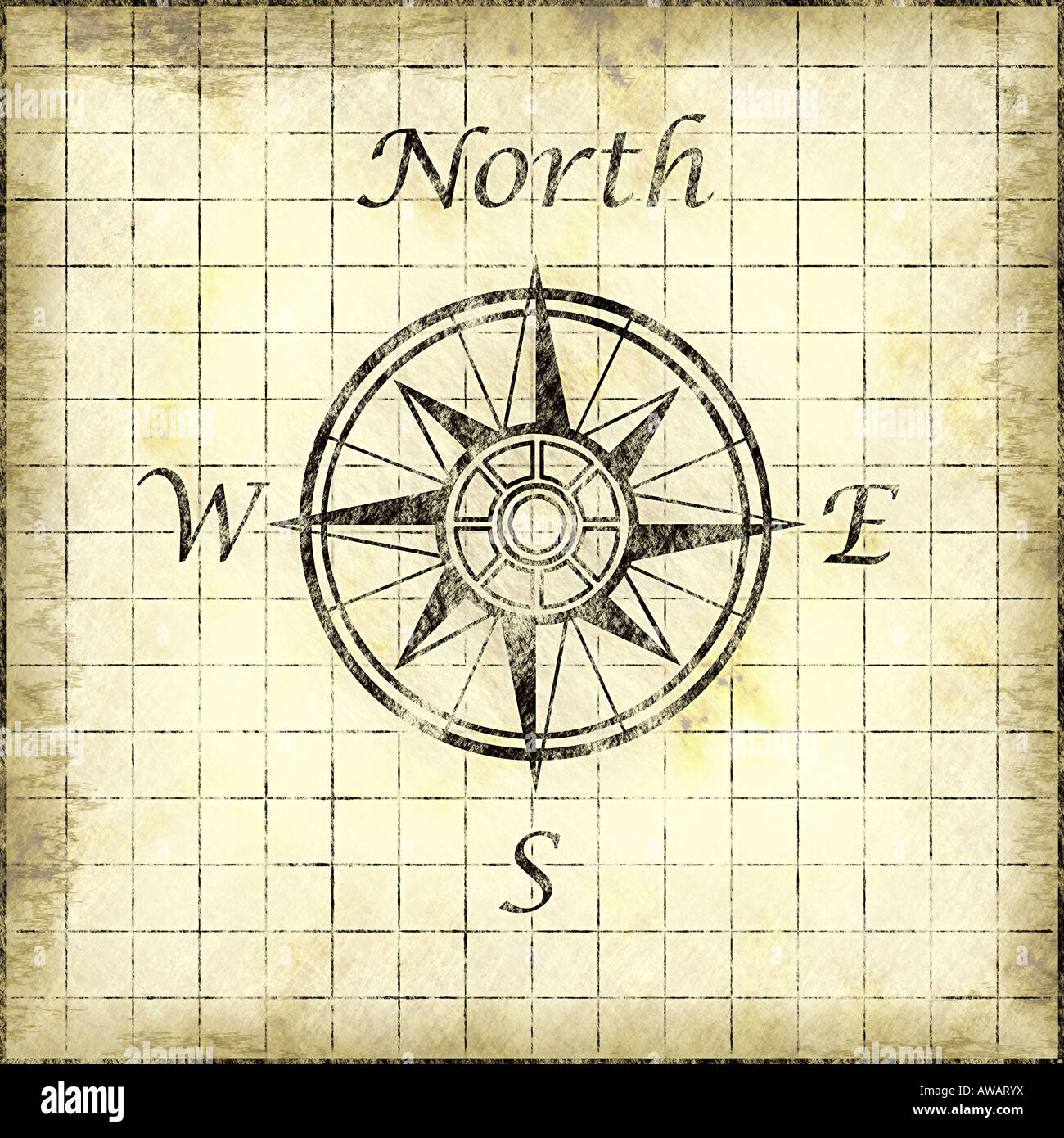 old grunge parchment image of a compass direction arrows Stock Photo ...