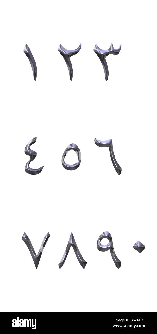 3d silver arabic numbers Stock Photo - Alamy