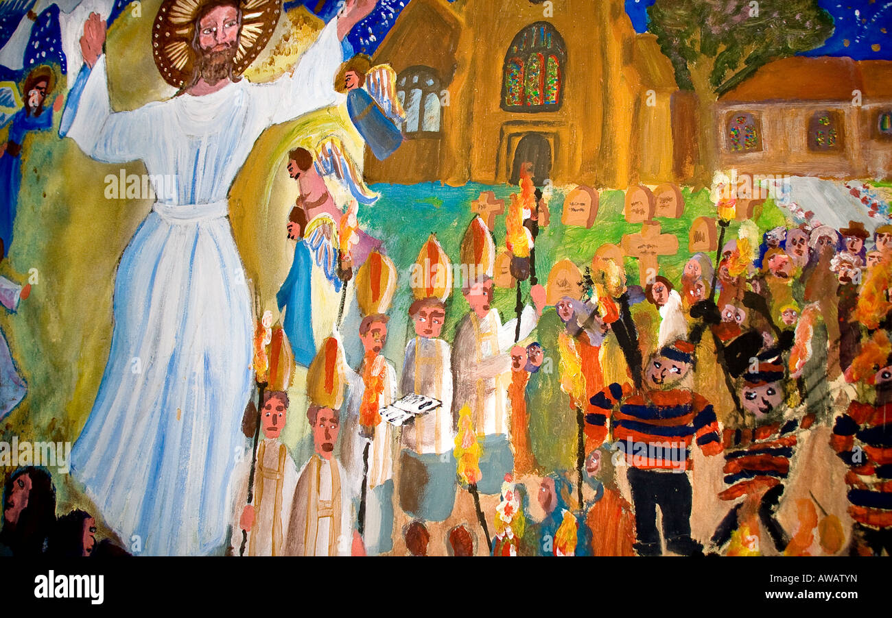 child's painting of christ and lewes bonfire Stock Photo - Alamy