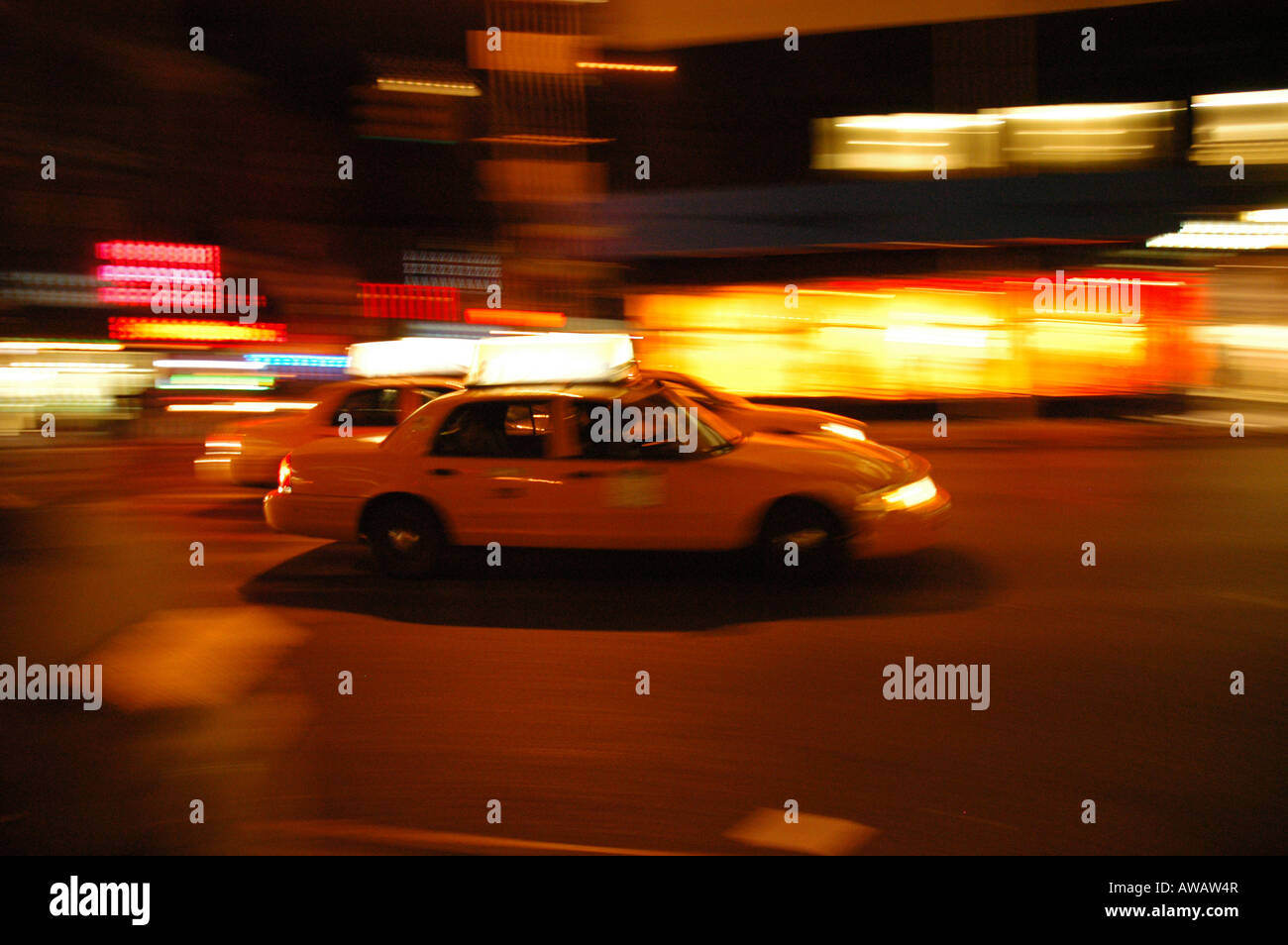 Taxi at night in New York City New York USA Stock Photo - Alamy