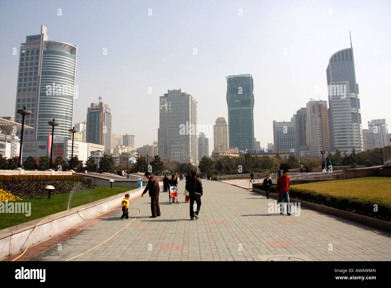 Peoples Square Shanghai, with the surrounding high rise buildings.China ...