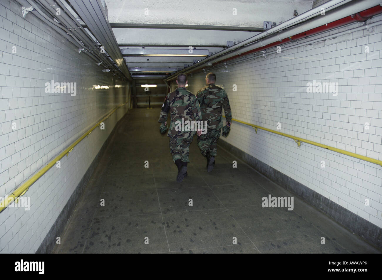 Two soldiers in a subway corridor New York USA Stock Photo - Alamy