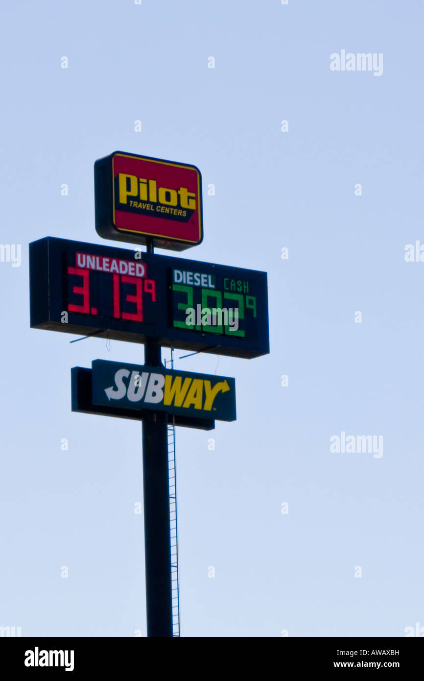 Gas station highway signage Stock Photo - Alamy