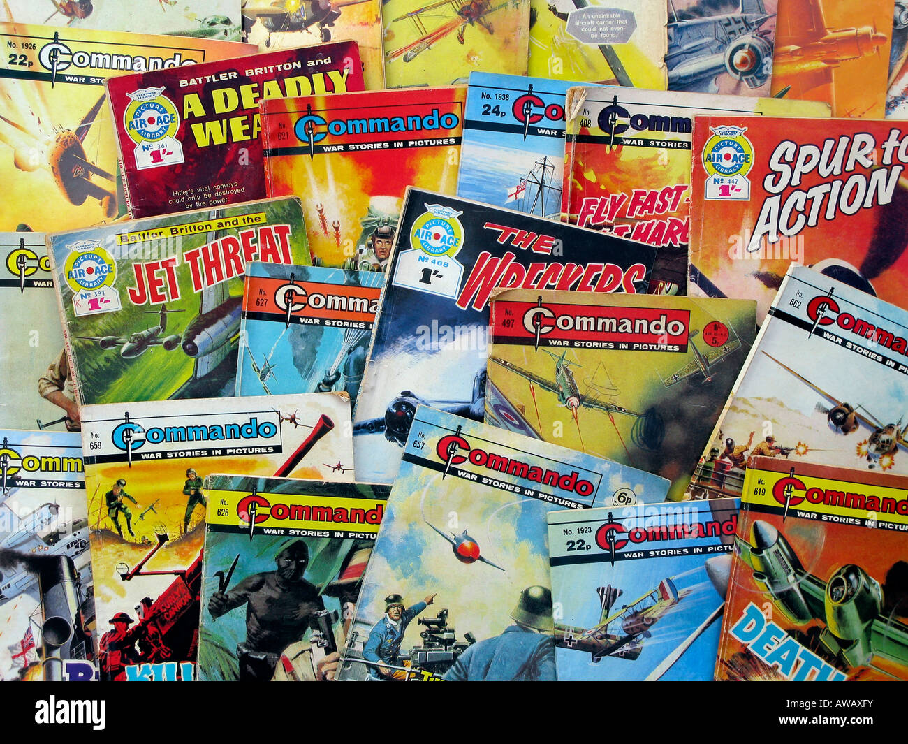 Collection of old war picture comics from the 60s and 70s Stock Photo ...