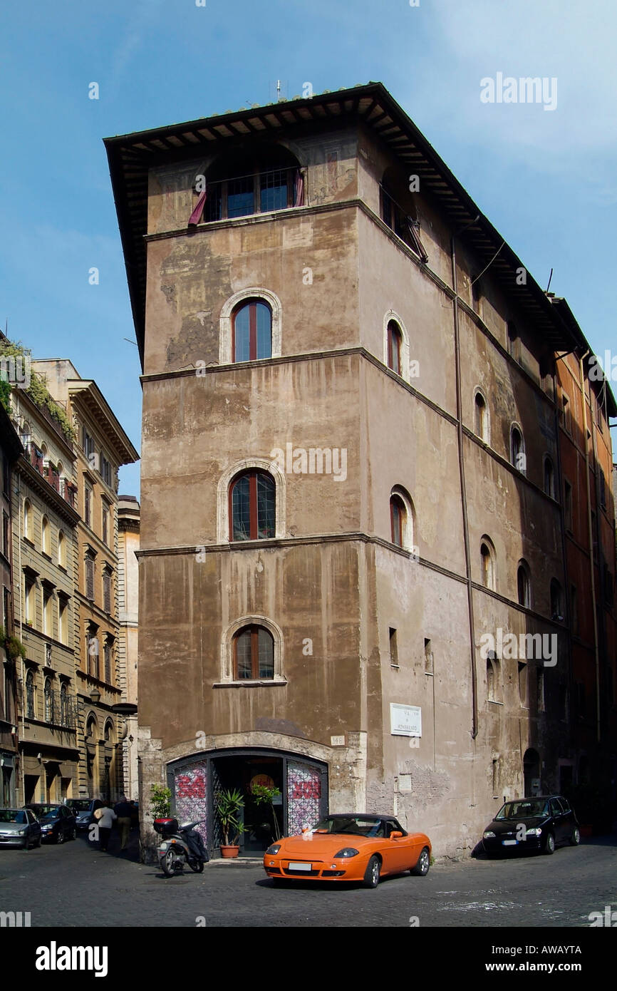Ancient building in Via di Monserrato in Rome Italy Stock Photo - Alamy