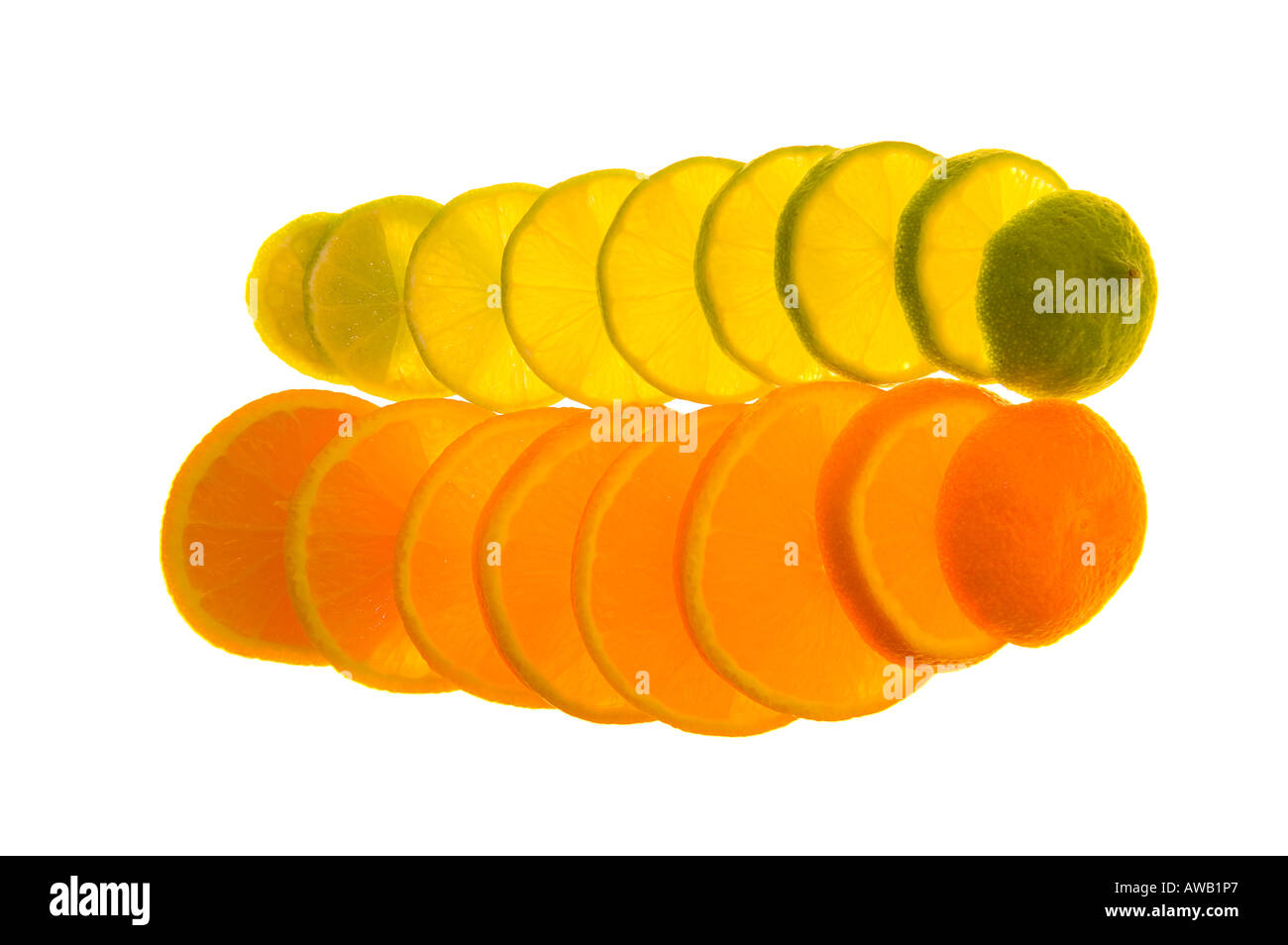 Overlapping Orange and Lime Slices In line Cutout Stock Photo - Alamy
