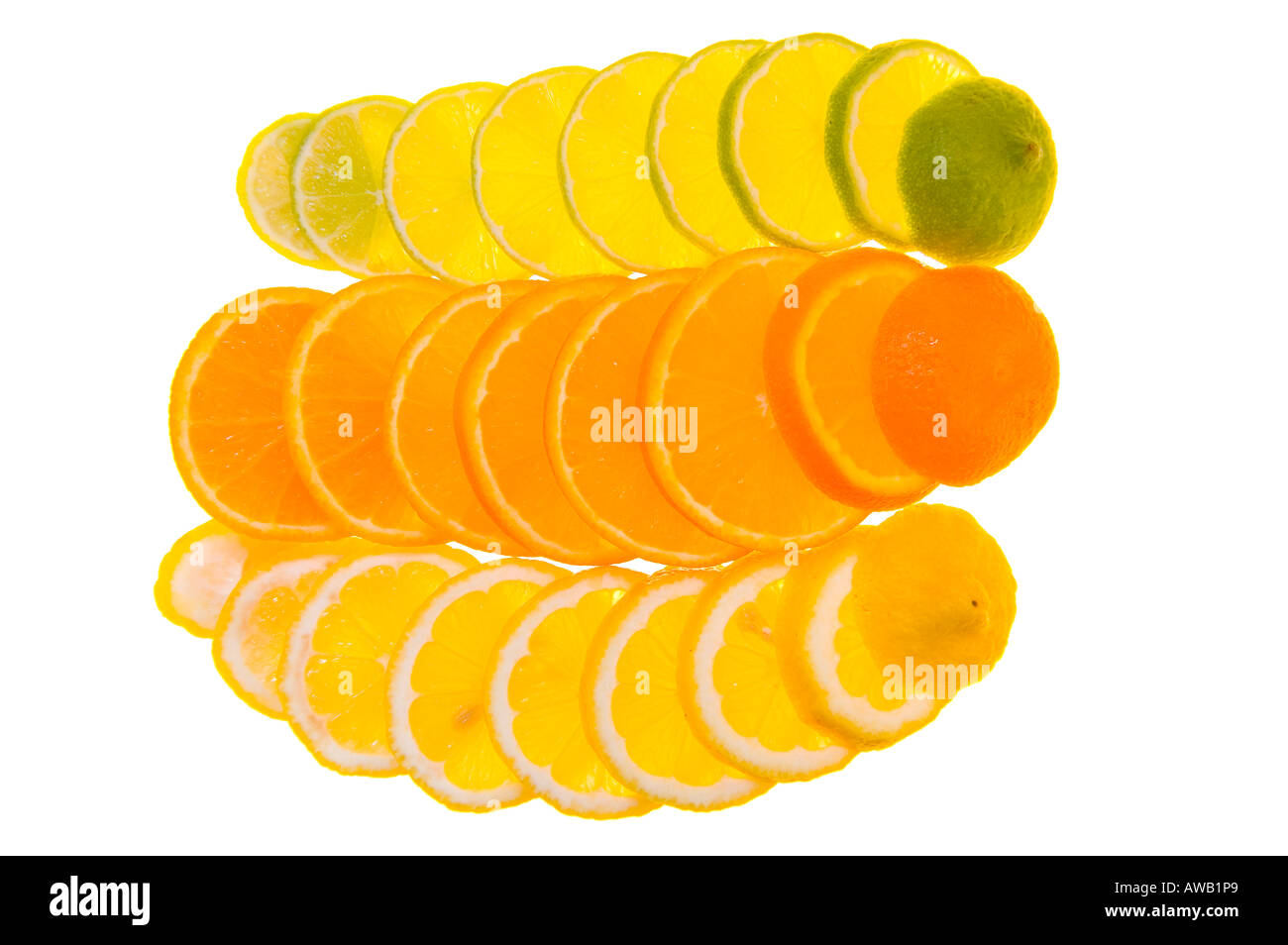Overlapping Orange Lemon and Lime Slices In line Cutout Stock Photo - Alamy