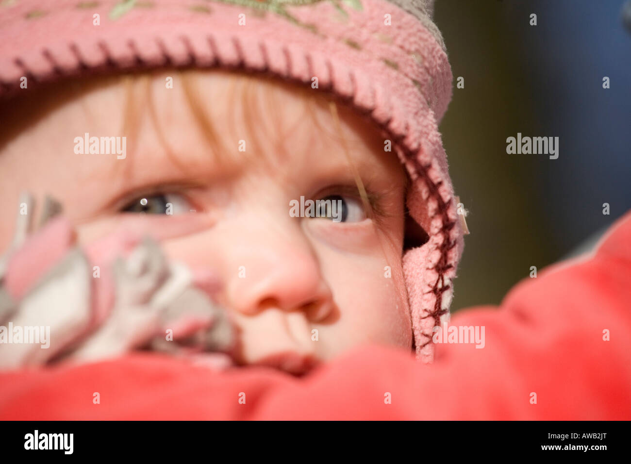 Baby girl wrapped up warm for winter Stock Photo - Alamy