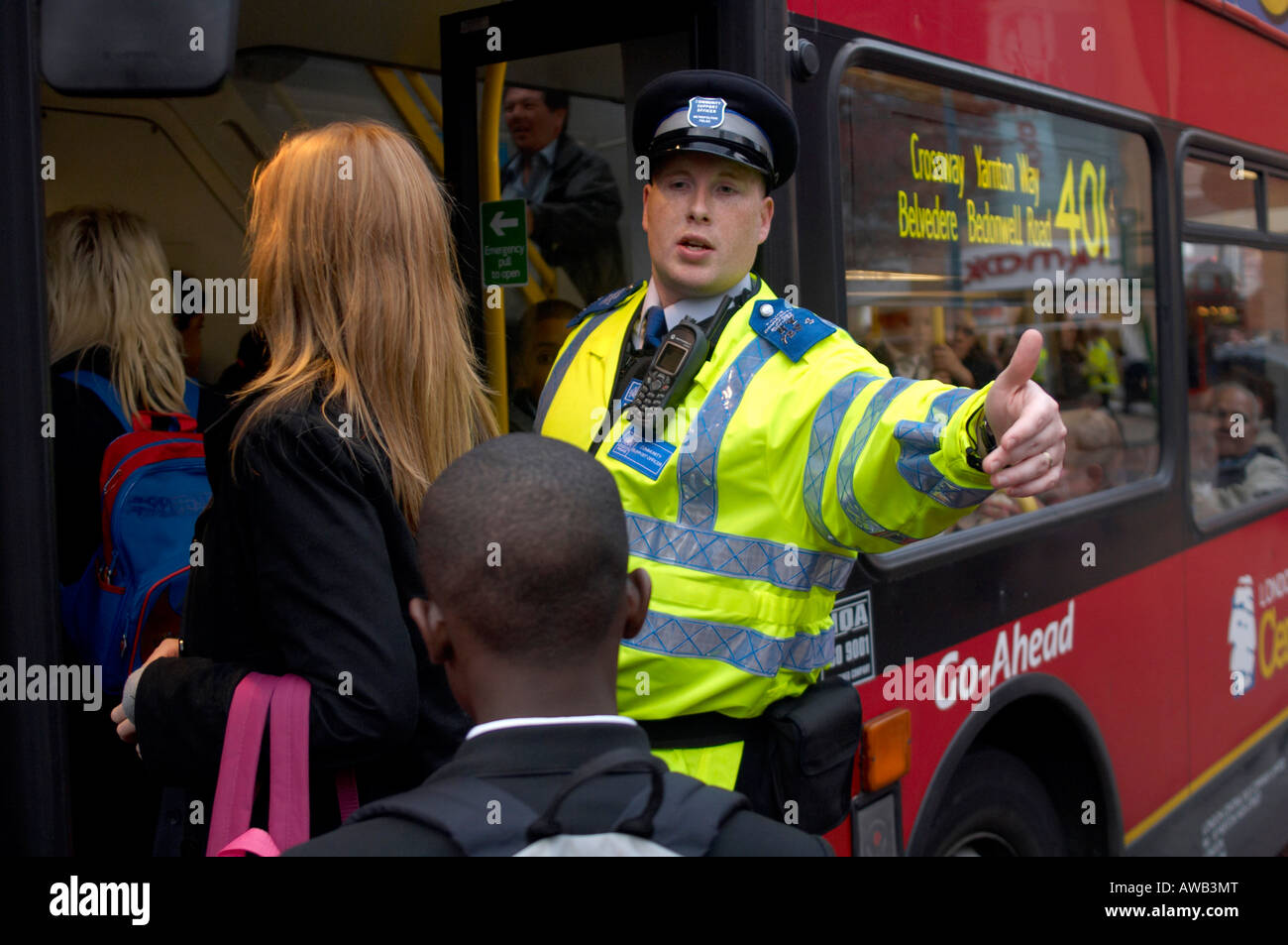 Community police officers on bus hi-res stock photography and images ...