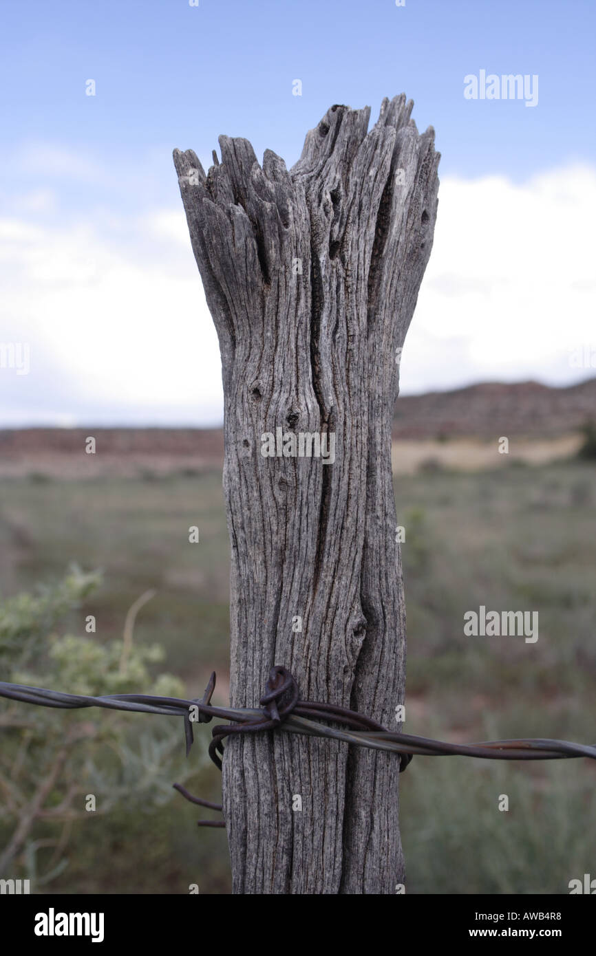 Weathered fence post Stock Photo - Alamy