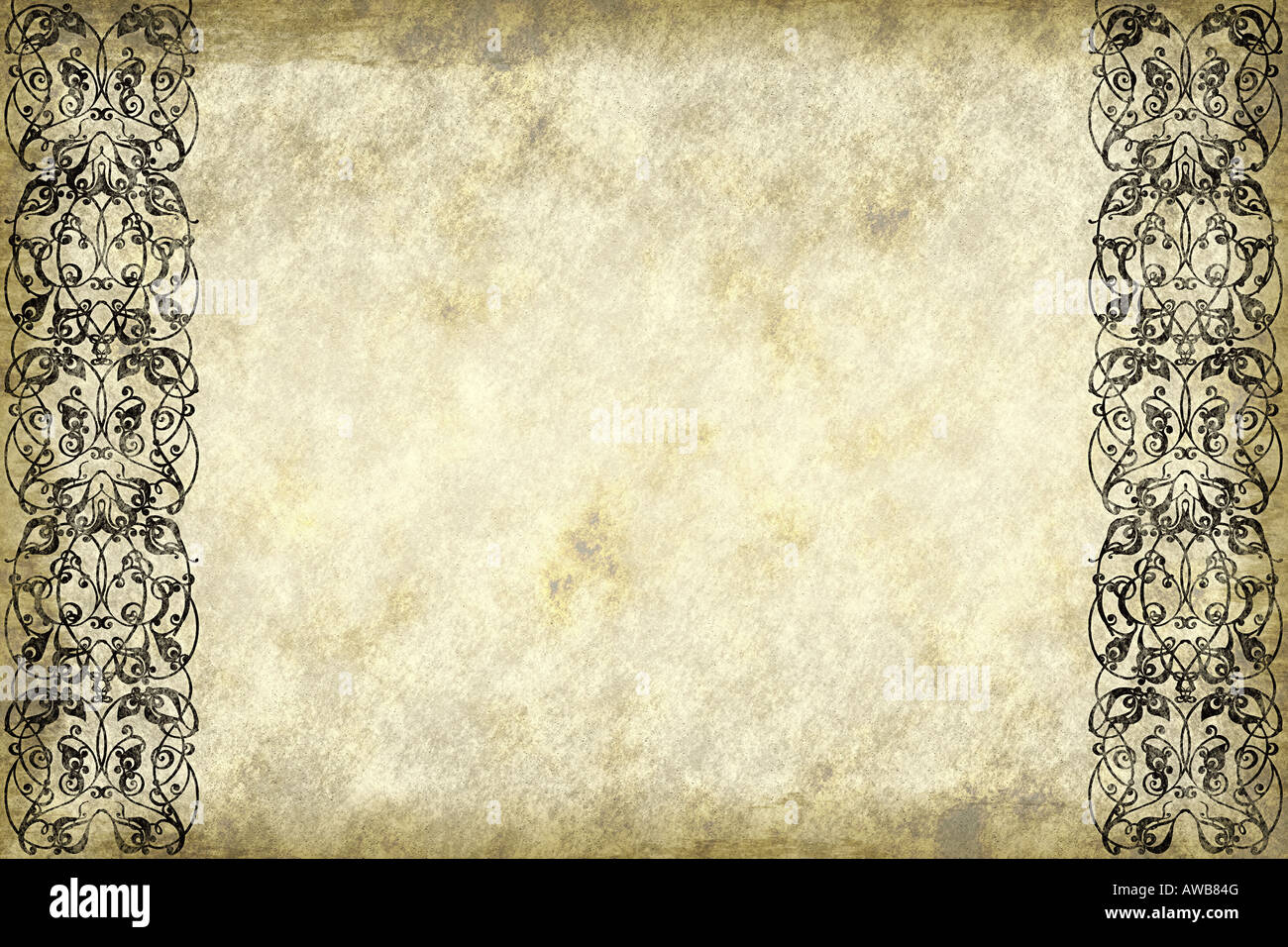 old rough paper or parchment with floral rose design Stock Photo - Alamy