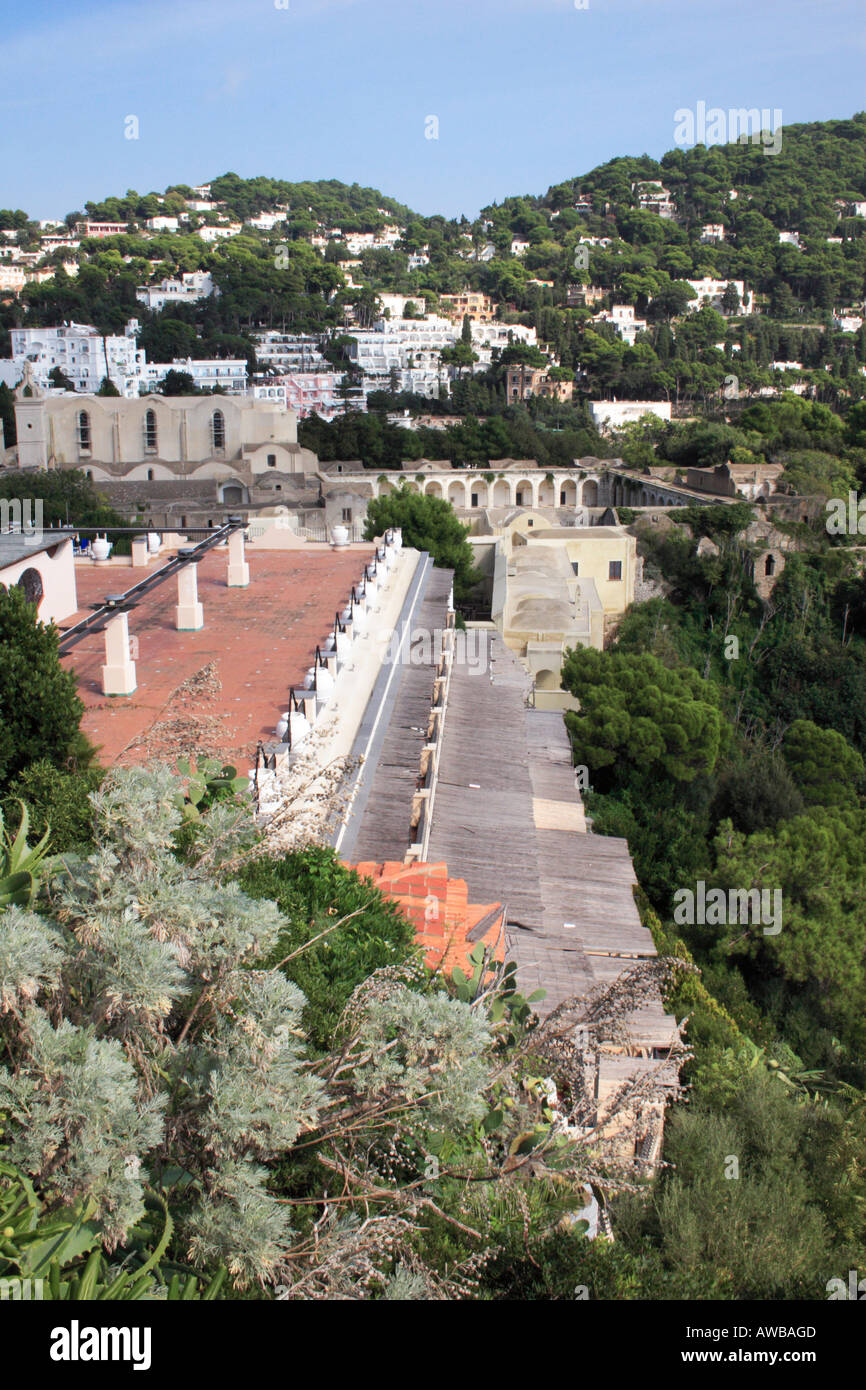 View from Augustus Gardens, of monastery, Isle of Capri, Italy Stock ...