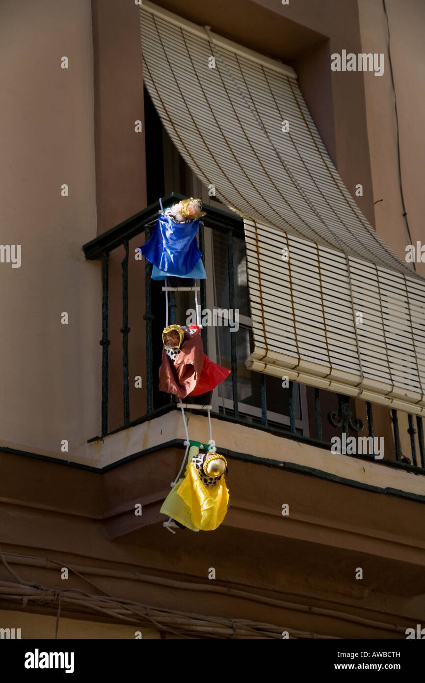 Dolls represent the Magi The Three Wise Men climbing into a window on a ...