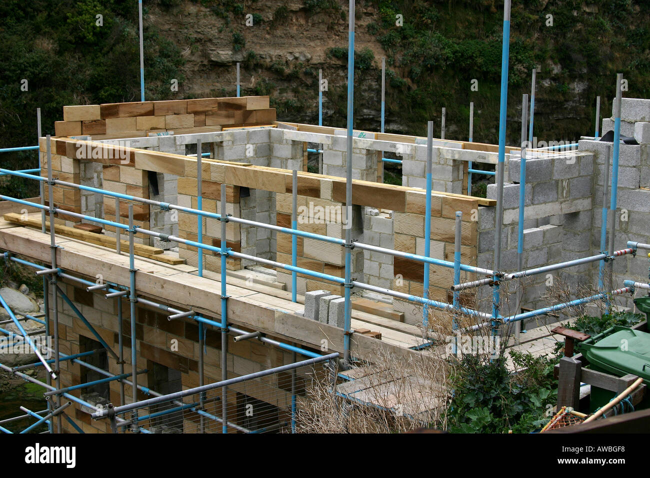 Building being constructed in conservation area with breeze block ...