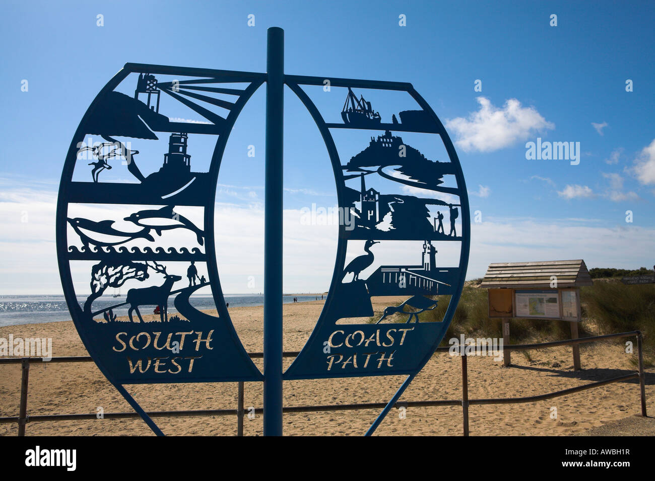 Sign announcing the start of the famous South West Coast Path which ...