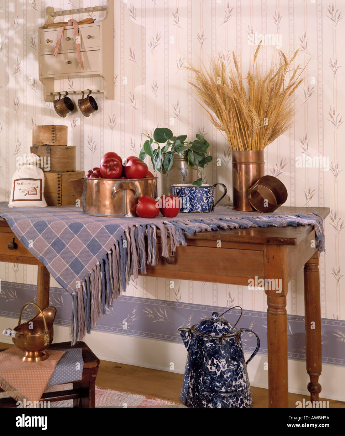 room interior table w assorted crafts Stock Photo - Alamy