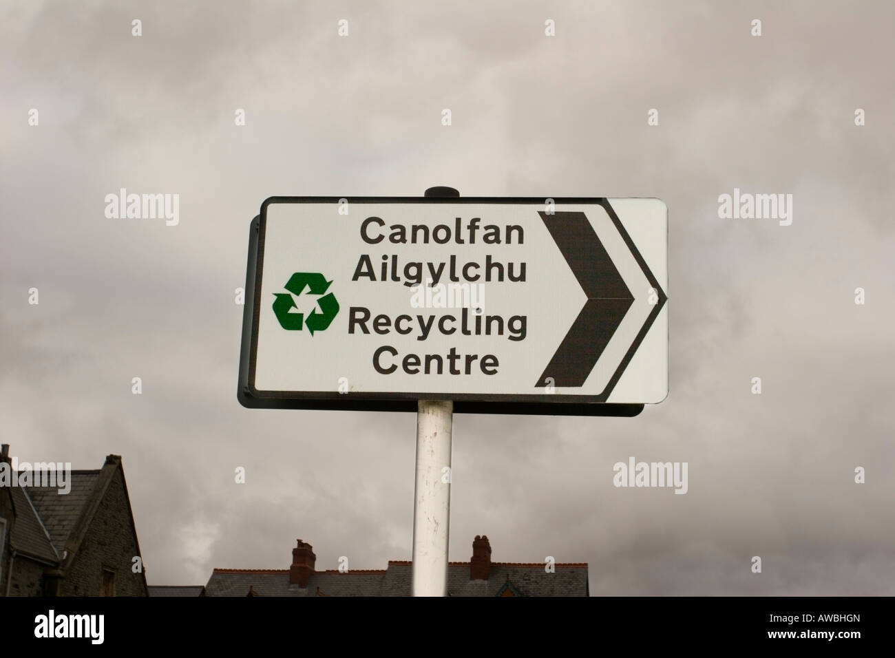 Welsh recycle sign Stock Photo - Alamy