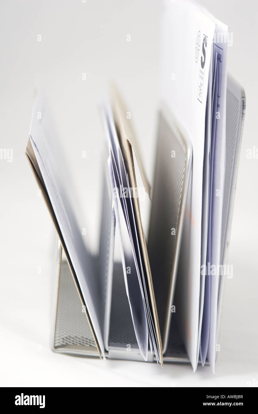 stack of mail in letter organizer Stock Photo - Alamy