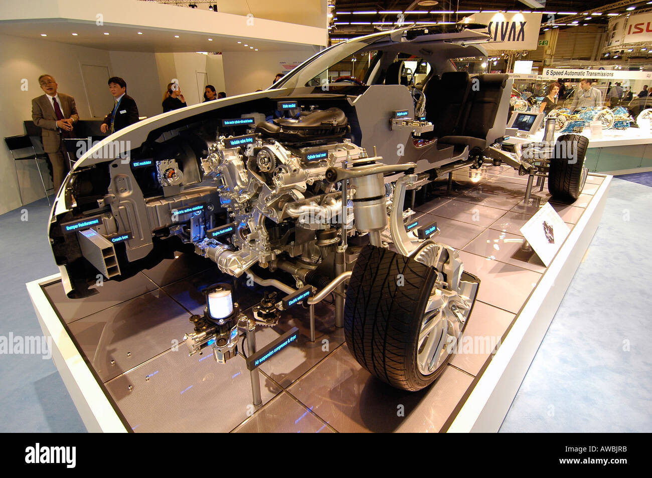 Internal skeleton of a car exhibited at the Paris World Car exhibition ...